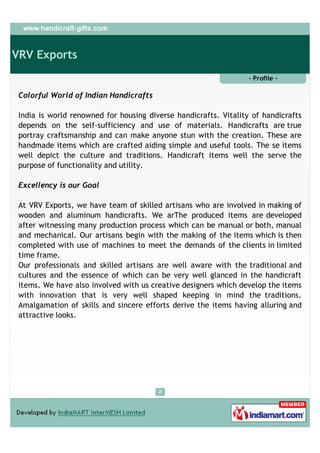 VRV Exports, Moradabad, Indian Handicrafts | PDF