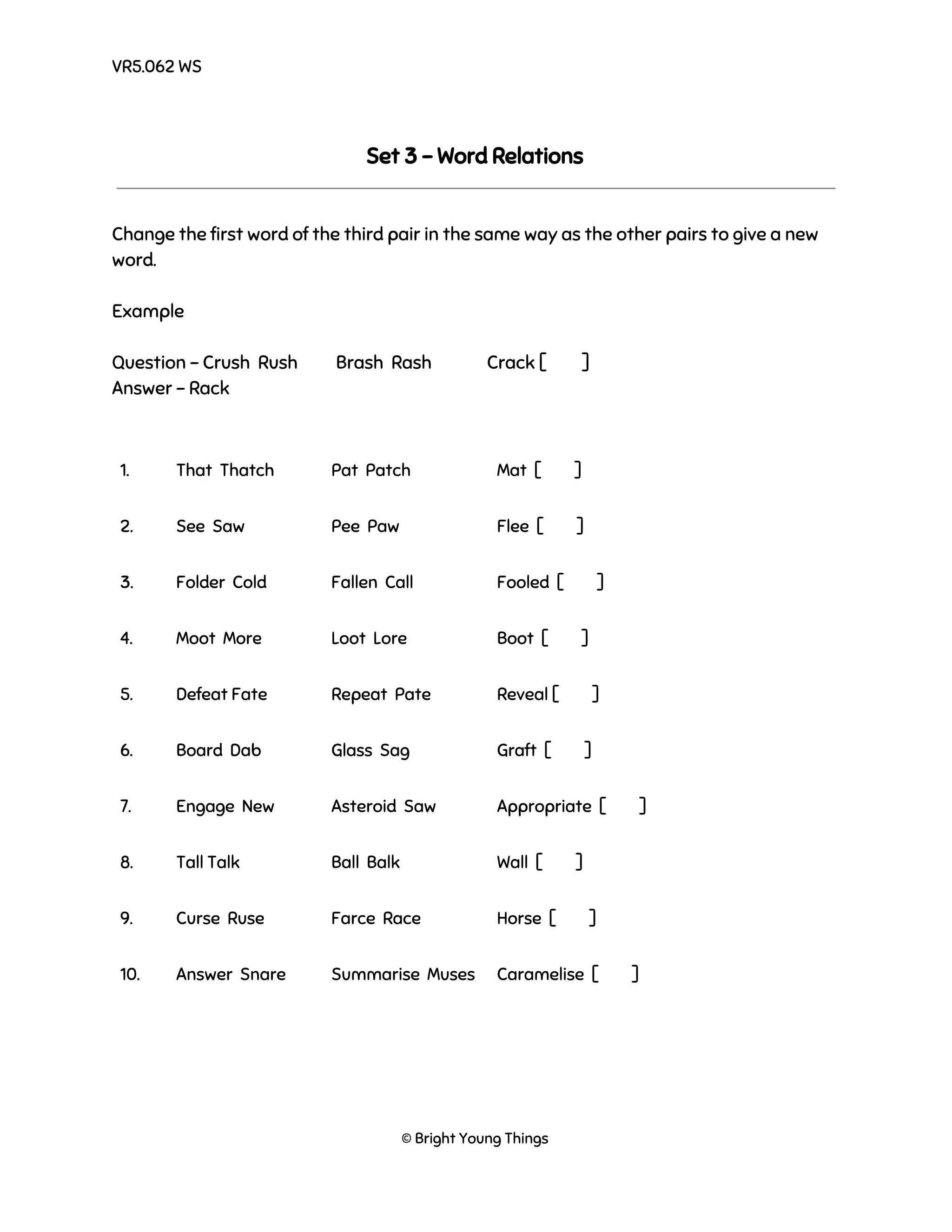 Bright Young Things - Verbal Reasoning Sample Paper | PDF
