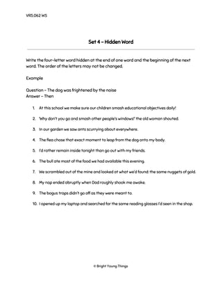 Bright Young Things - Verbal Reasoning Sample Paper | PDF