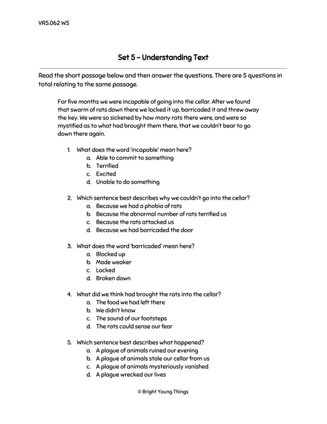 Bright Young Things - Verbal Reasoning Sample Paper | PDF