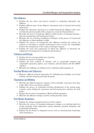 Certified Merger and Acquisition Analyst Brochure | PDF