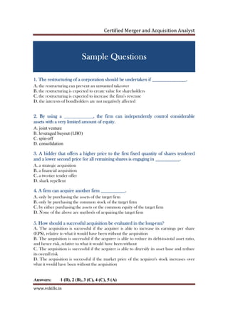 Merger and Acquisition Certification | PDF