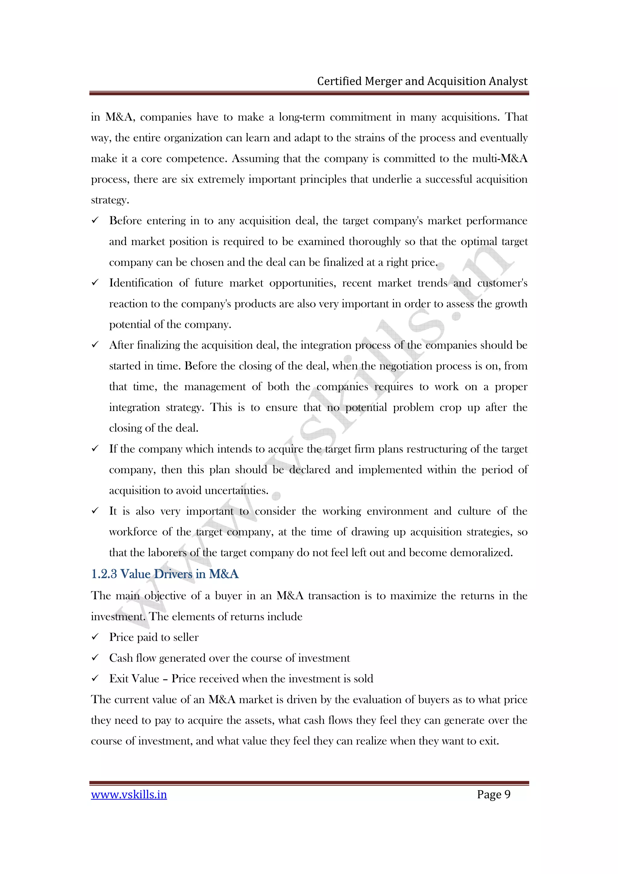 certified merger and acquisitions analyst sample-material | PDF ...