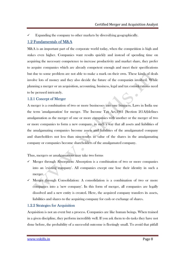 certified merger and acquisitions analyst sample-material | PDF ...