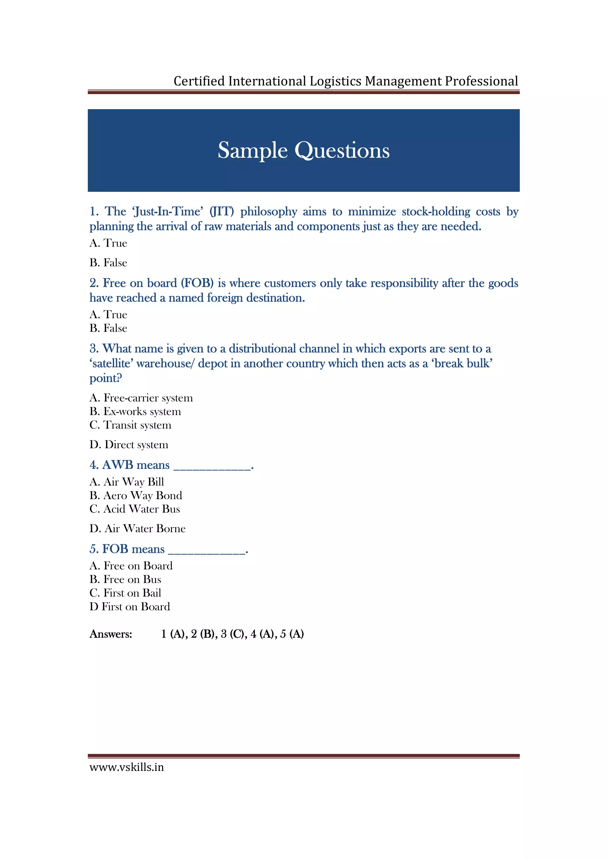 International logistics Certification | PDF