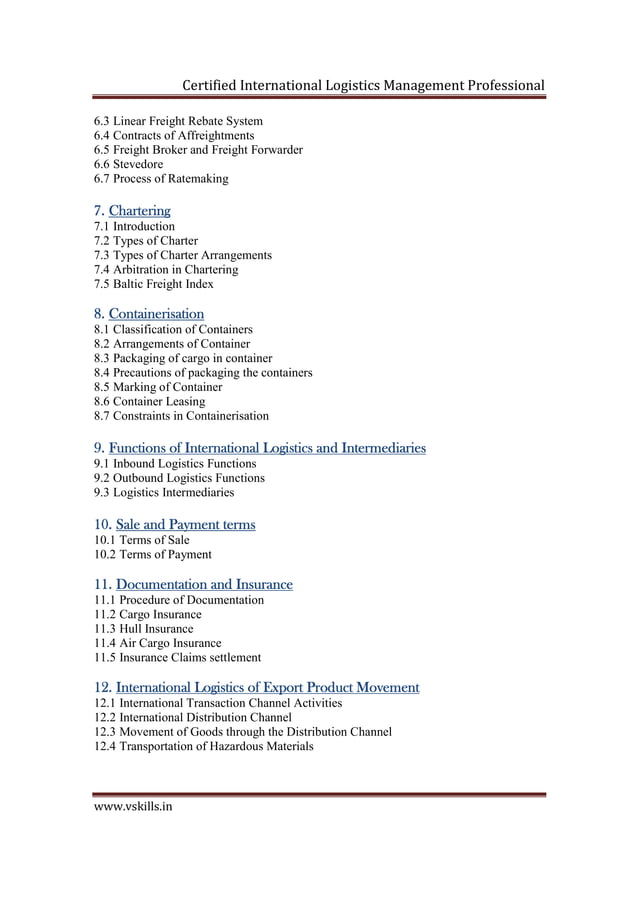 International logistics Certification | PDF