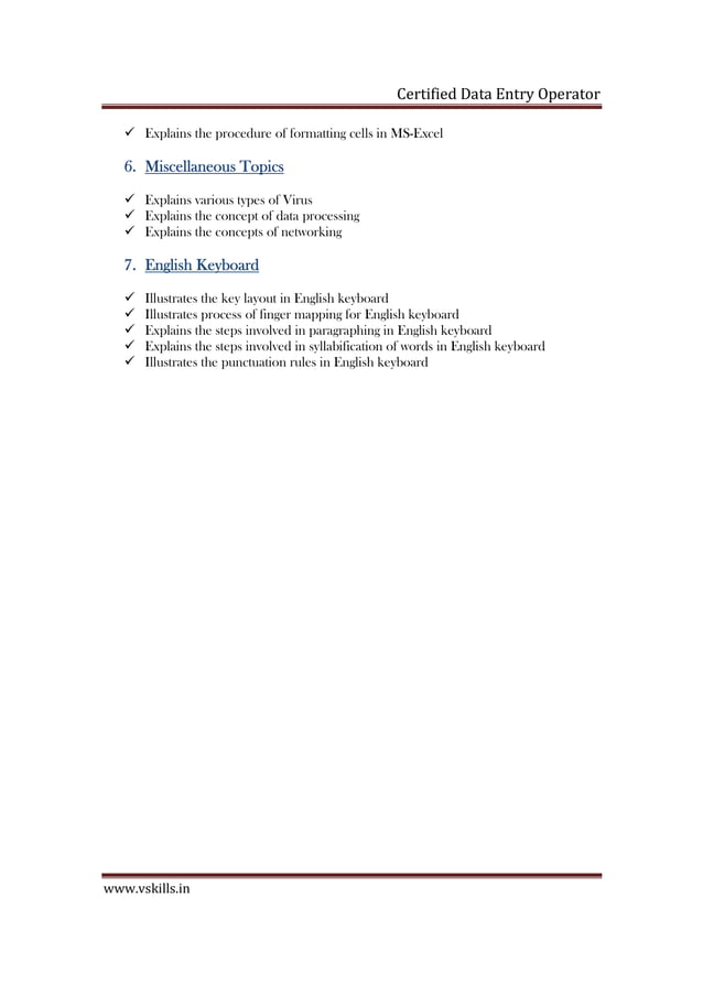 Data Entry Operator Certification | PDF