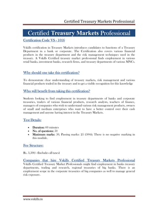 Treasury Markets Certification | PDF