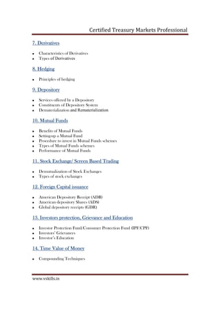 Treasury Markets Certification | PDF