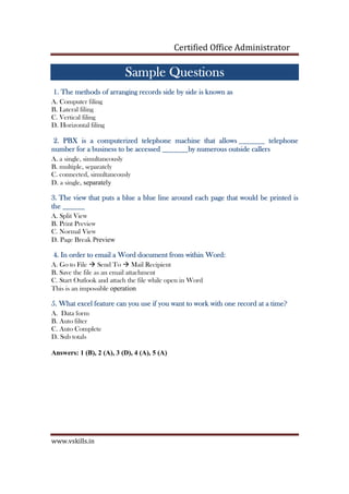 Office Administrator Certification