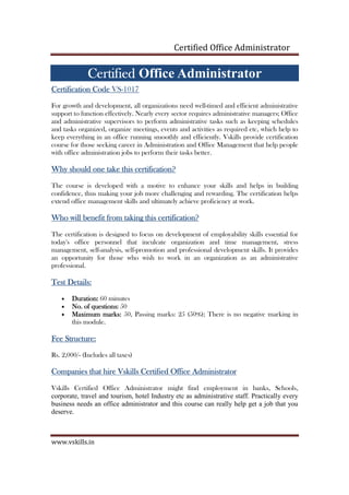 Office Administrator Certification | PDF