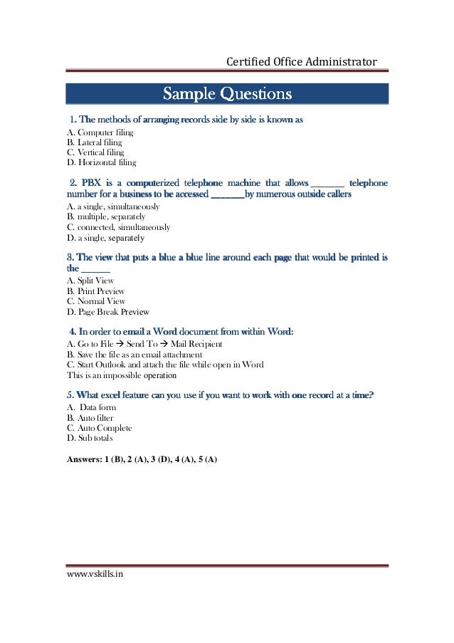 Office Administrator Certification