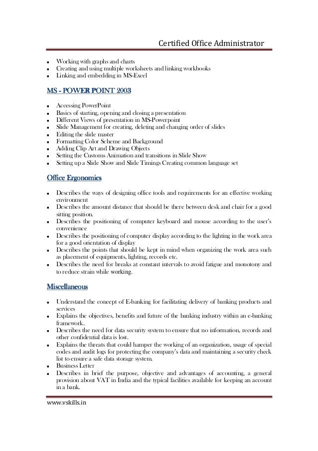 Office Administrator Certification