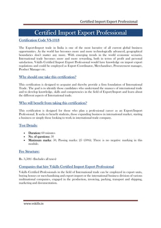 Import Export Certification | PDF