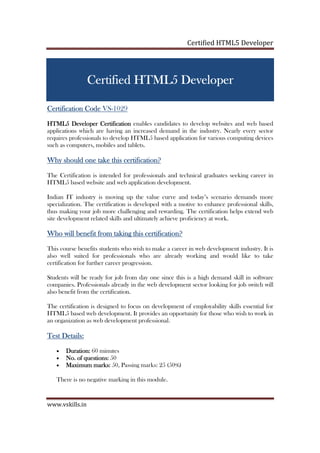 HTML5 developer Certification | PDF