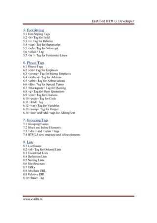 HTML5 developer Certification | PDF