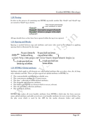 Vskills certified html5 developer Notes | PDF