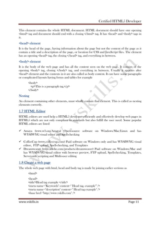 Vskills certified html5 developer Notes | PDF