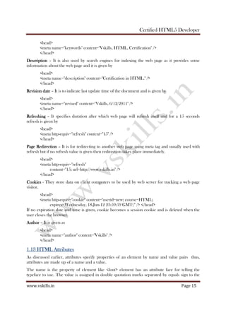 Vskills certified html5 developer Notes | PDF