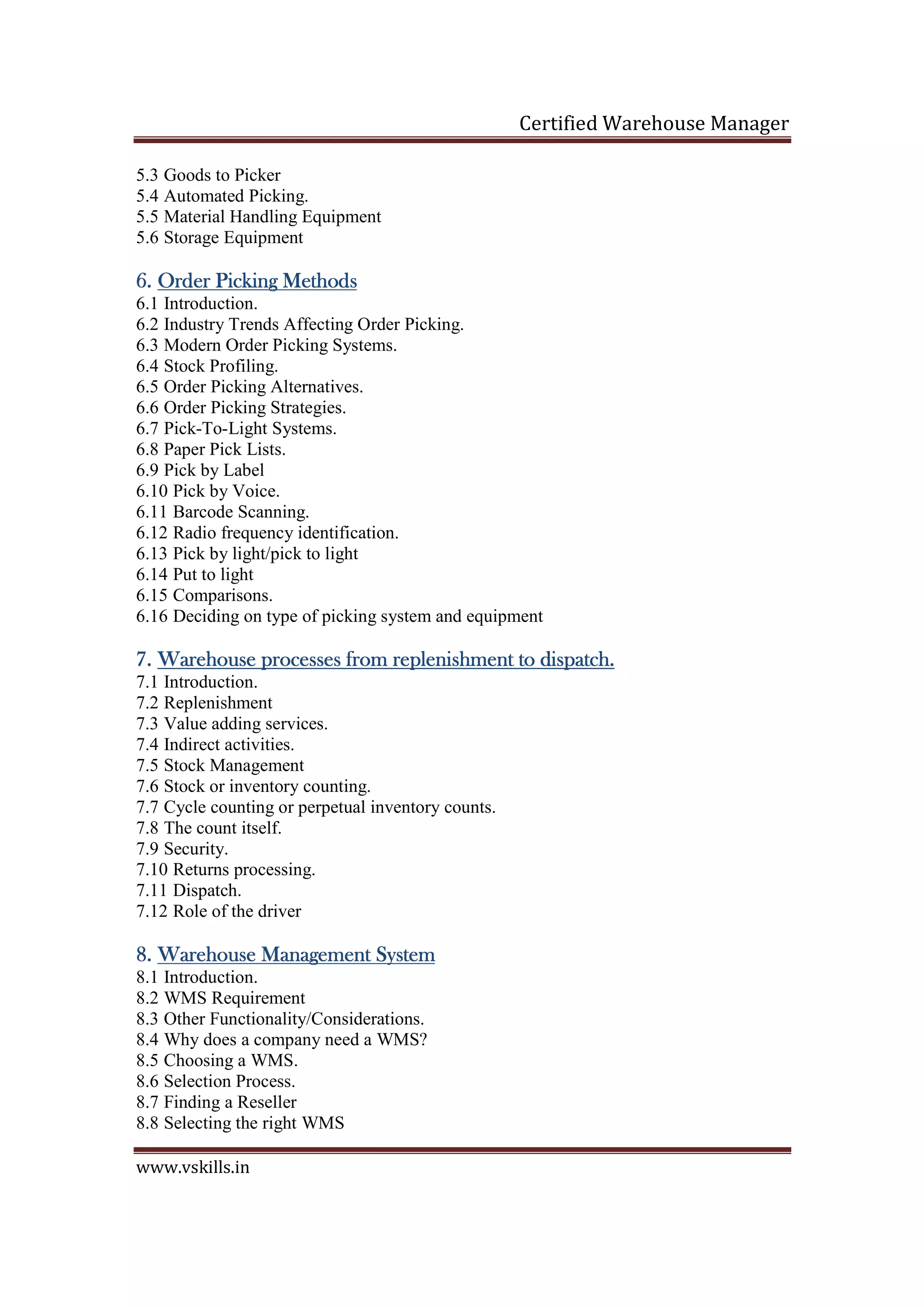 Warehouse Manager Certification | PDF | Logistics | Business