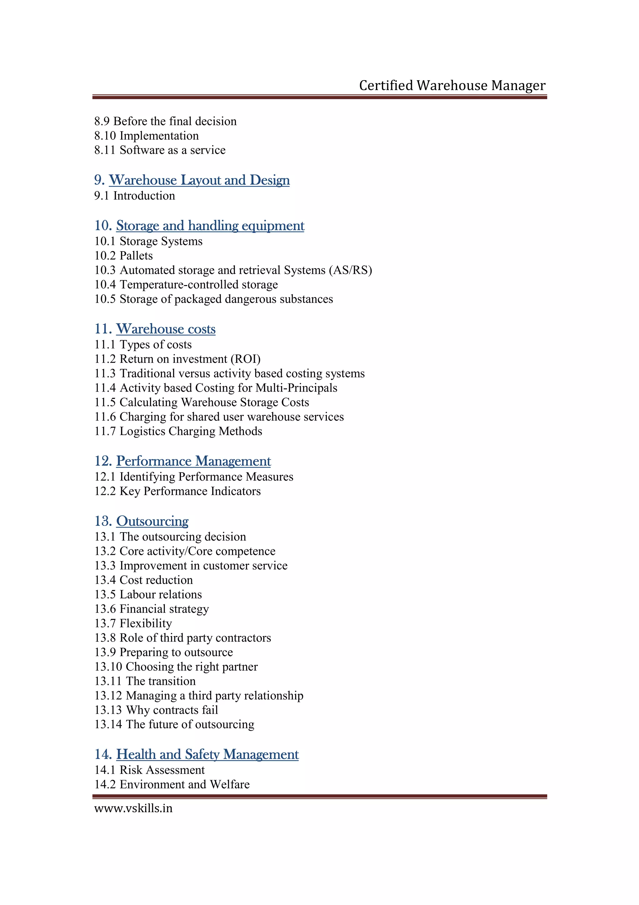 Warehouse Manager Certification | PDF