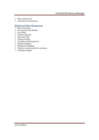 Warehouse Manager Certification | PDF
