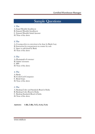 Warehouse Manager Certification | PDF