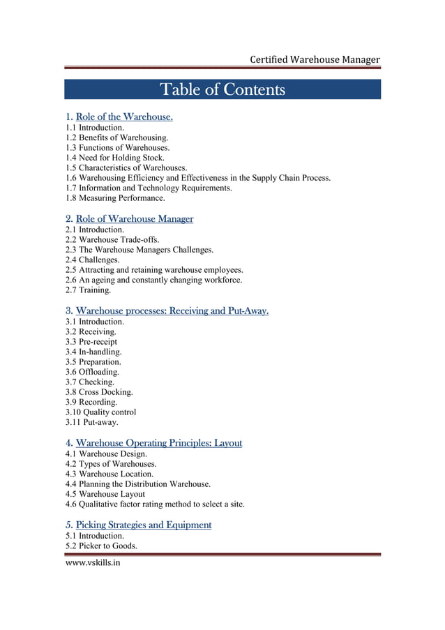 Warehouse Manager Certification | PDF