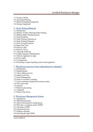 Warehouse Manager Certification | PDF | Logistics | Business