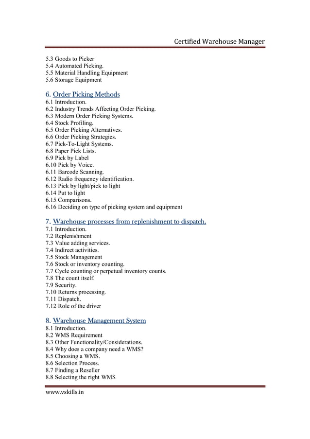 Warehouse Manager Certification | PDF | Logistics | Business