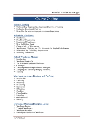 Warehouse Manager Certification | PDF | Logistics | Business