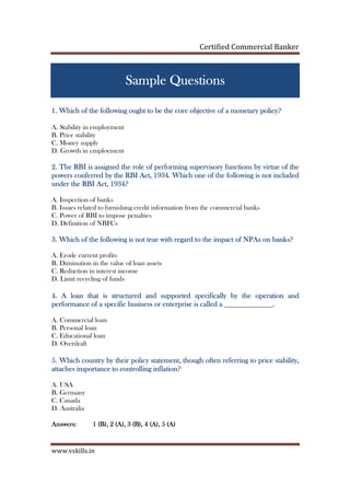 Commercial Banker Certification | PDF