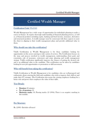 Wealth Manager Certification | PDF