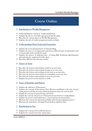 Wealth Manager Certification | PDF