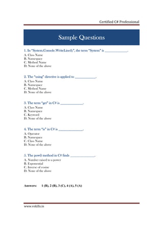 C Sharp Certification | PDF | Programming Languages | Computing