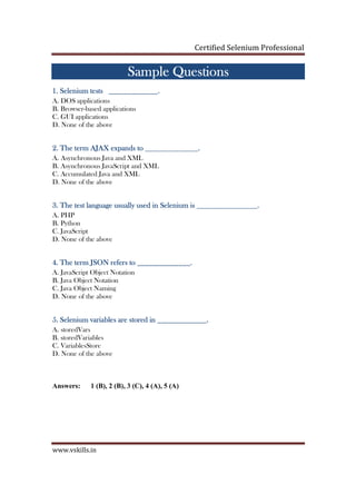 Selenium Certification | PDF | Web Development | Internet