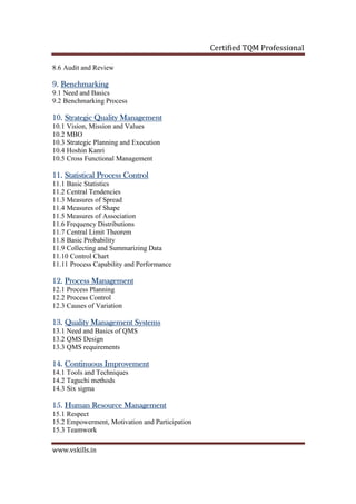Total Quality Management Certification | PDF