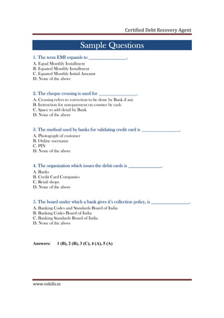 Debt Recovery Agent Certification | PDF