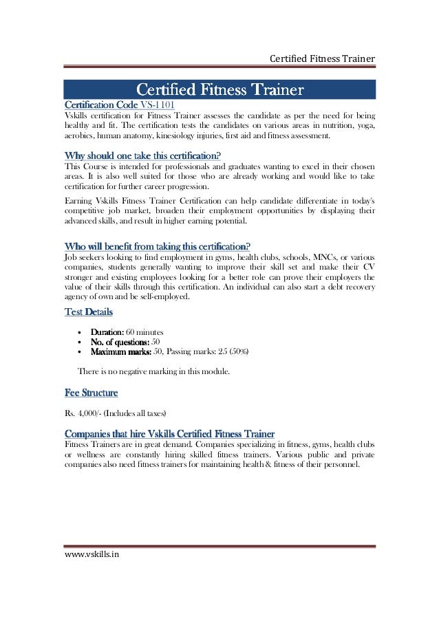 fitness instructor certification