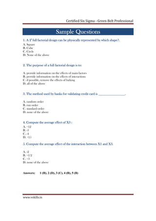 Six Sigma Green Belt Certification | PDF