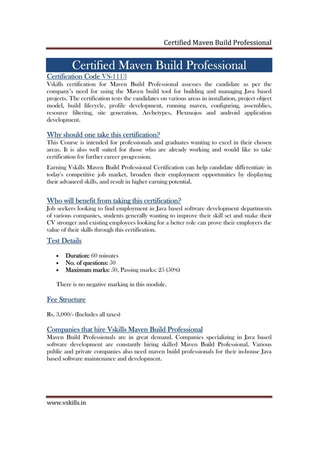 maven build certificaton | PDF