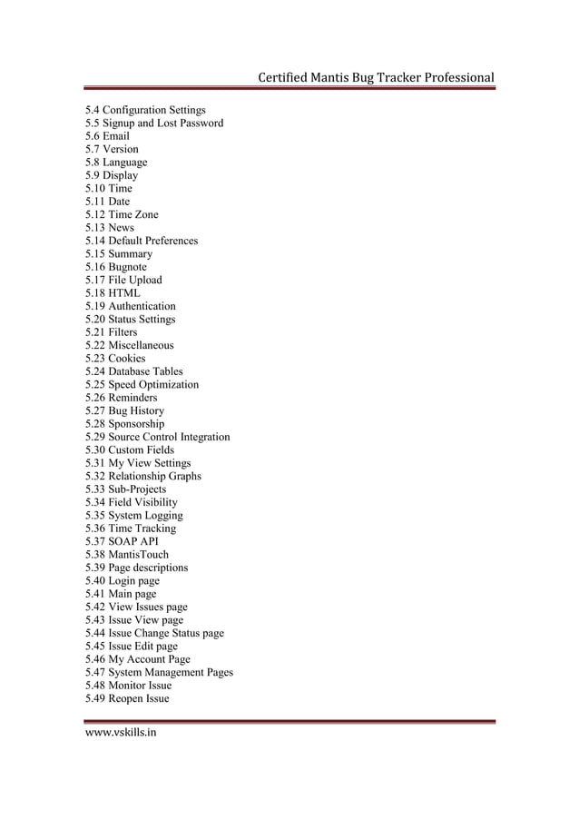 Mantis Bug Tracker Certification | PDF