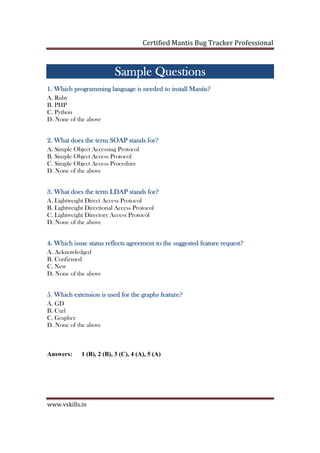 Mantis Bug Tracker Certification | PDF