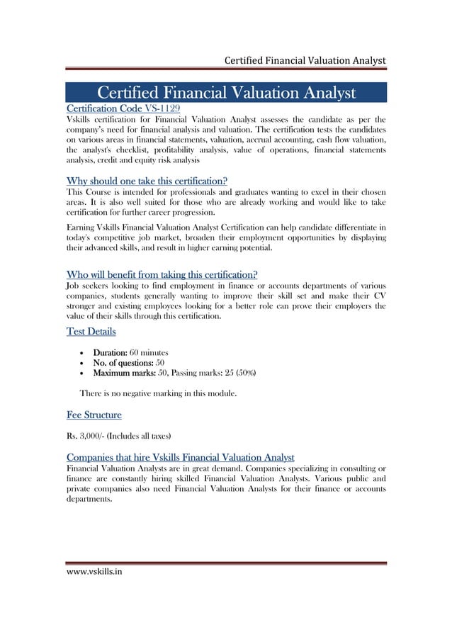 Financial Valuation Certification | PDF
