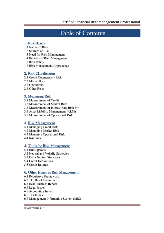 Financial Risk management Certification | PDF