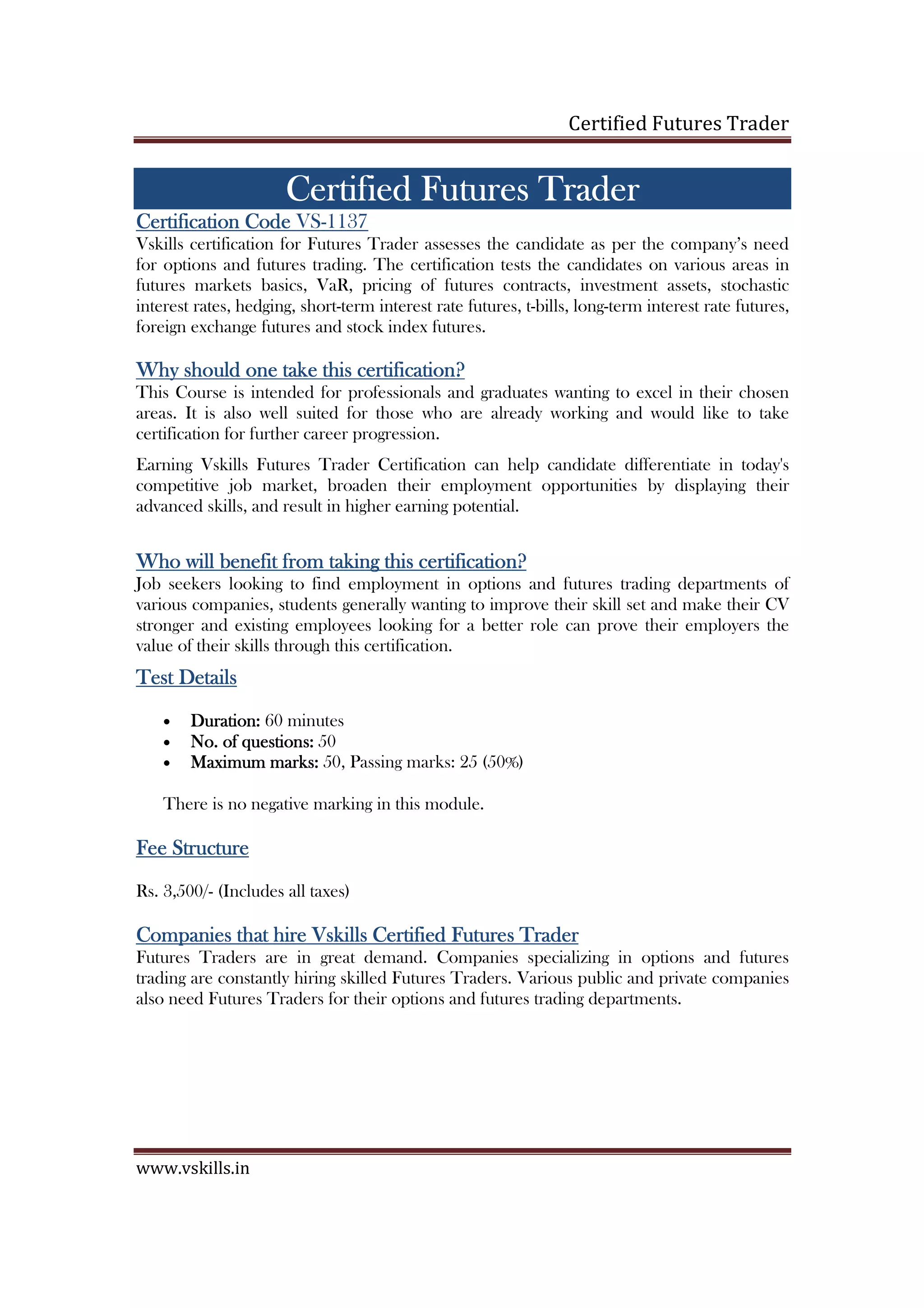 Futures Trader Certification | PDF