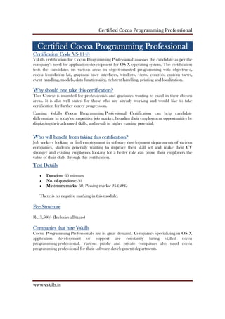 Cocoa Programming Certification | PDF