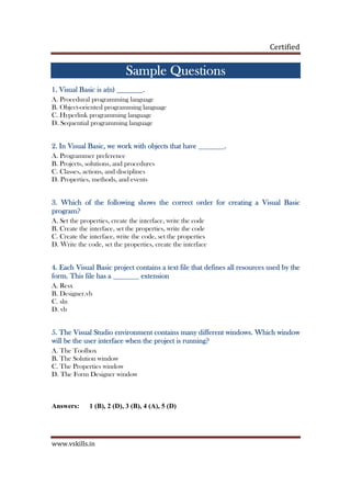 visual basic 2005 programmer certification | PDF