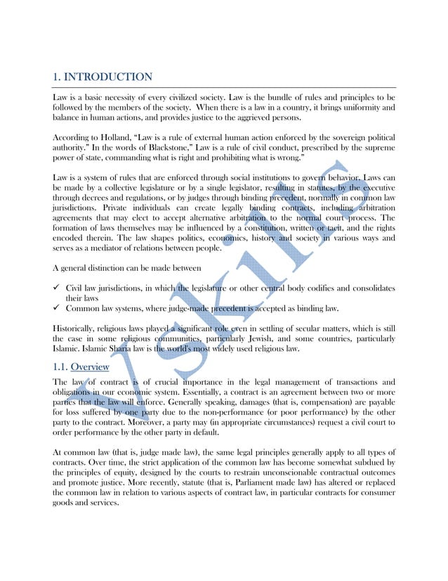 Vskills contract law analyst sample material | PDF