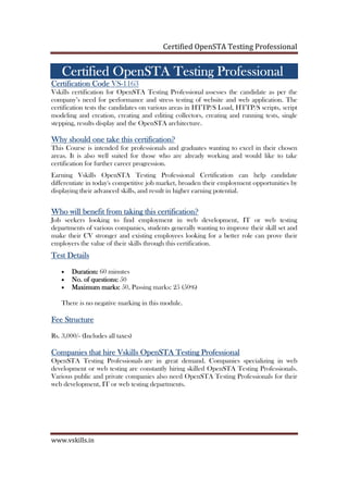 open sta testing Certification | PDF